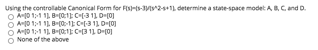 Solved Using the controllable Canonical Form for | Chegg.com