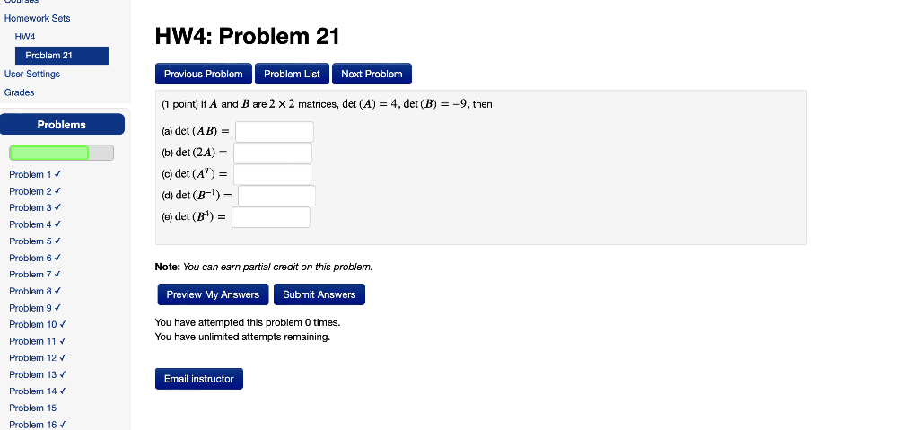 Solved Homework Sets HW4 Problem 21 User Settings Grades | Chegg.com