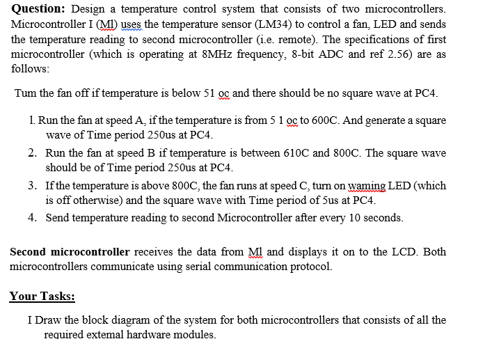 Solved Question: Design a temperature control system that | Chegg.com