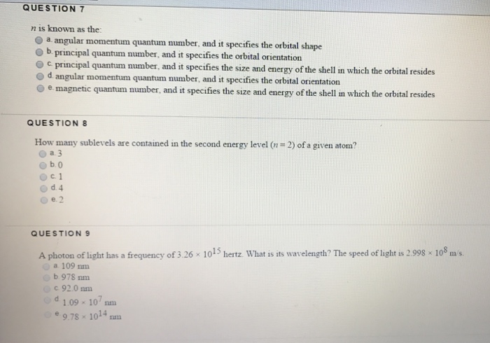 Solved n is known as the: a. angular momentum quantum | Chegg.com