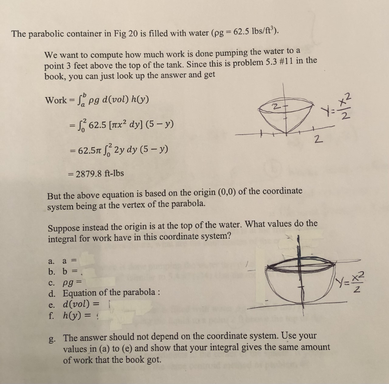 Solved he parabolic container in Fig 20 is filled with water | Chegg.com