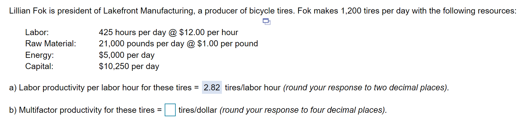 Solved c) What is the percent change in multifactor | Chegg.com