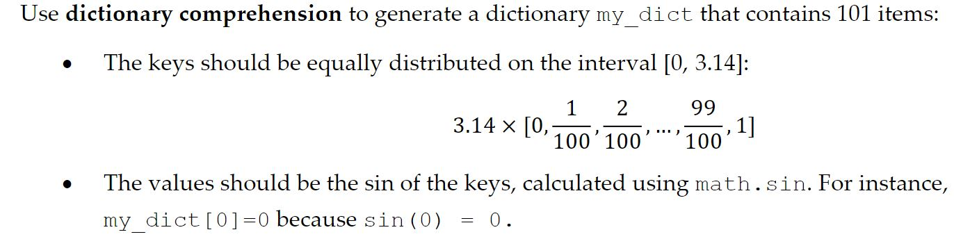 Solved Use dictionary comprehension to generate a dictionary | Chegg.com