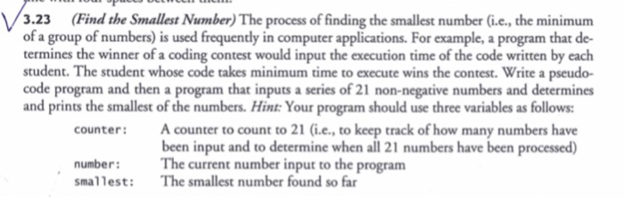 Solved 3.23 (Find the Smallest Number) The process of | Chegg.com