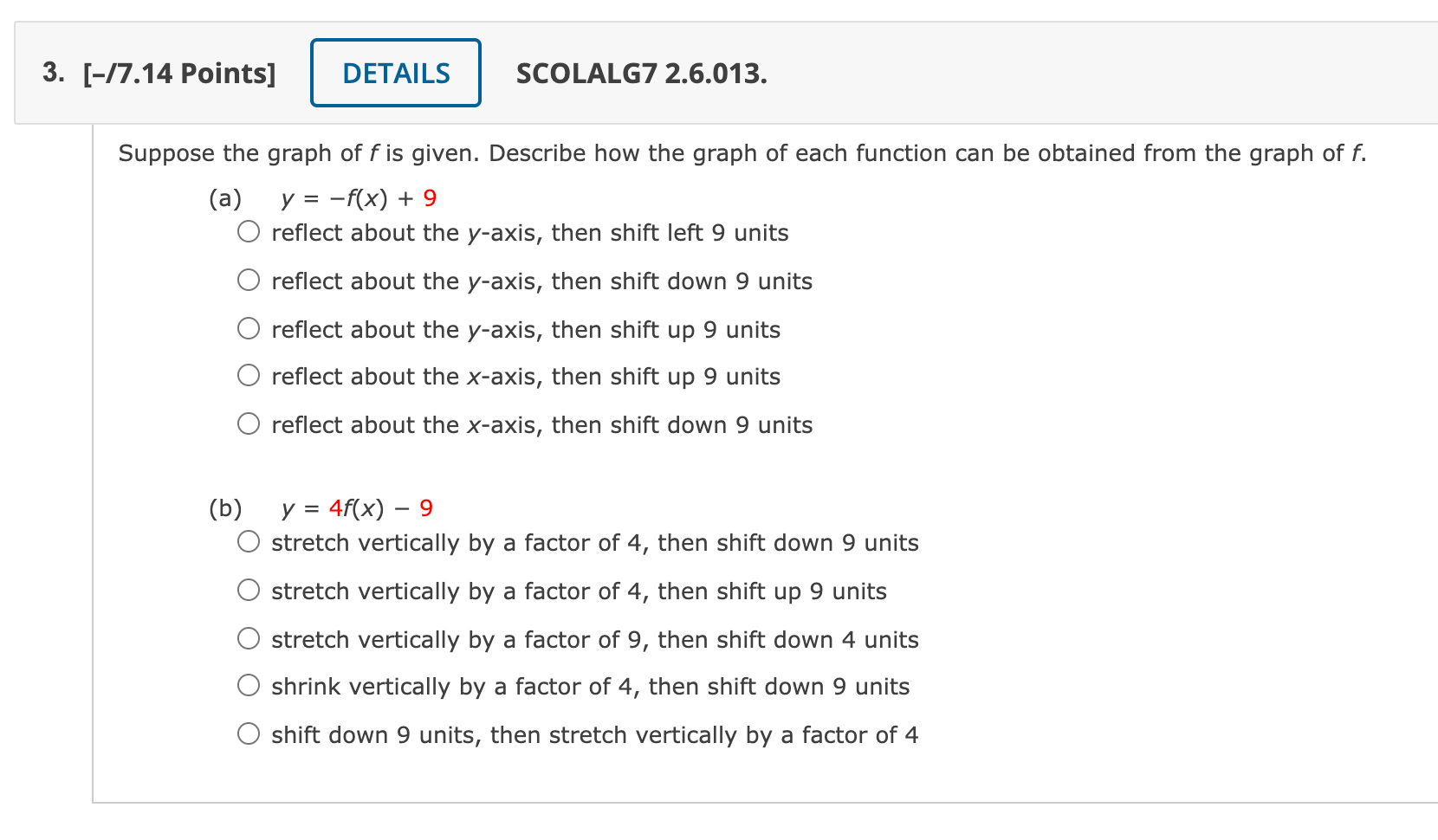 Solved 3. [-17.14 Points] DETAILS SCOLALG7 2.6.013. Suppose | Chegg.com