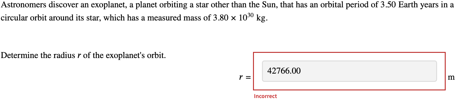 Solved Astronomers discover an exoplanet, a planet orbiting | Chegg.com