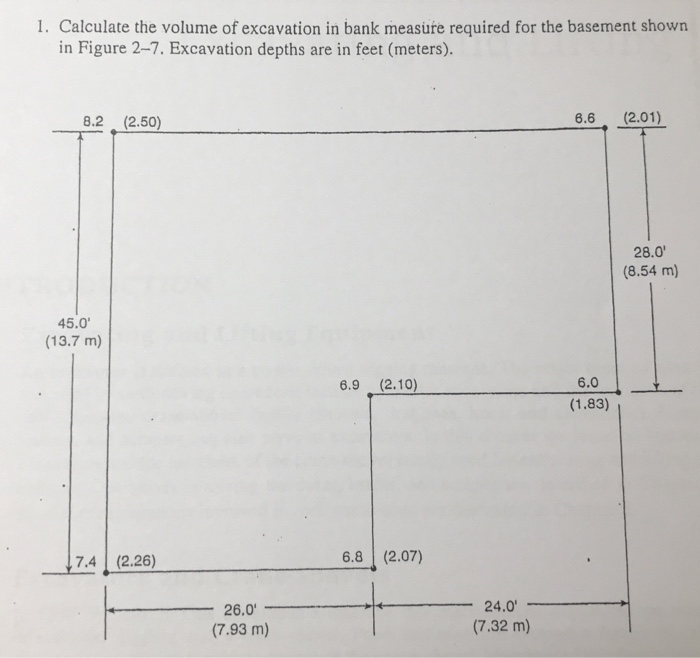 Solved 1. Calculate the volume of excavation in bank measure | Chegg.com