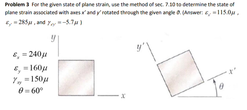 Solved Problem 3 For the given state of plane strain, use | Chegg.com