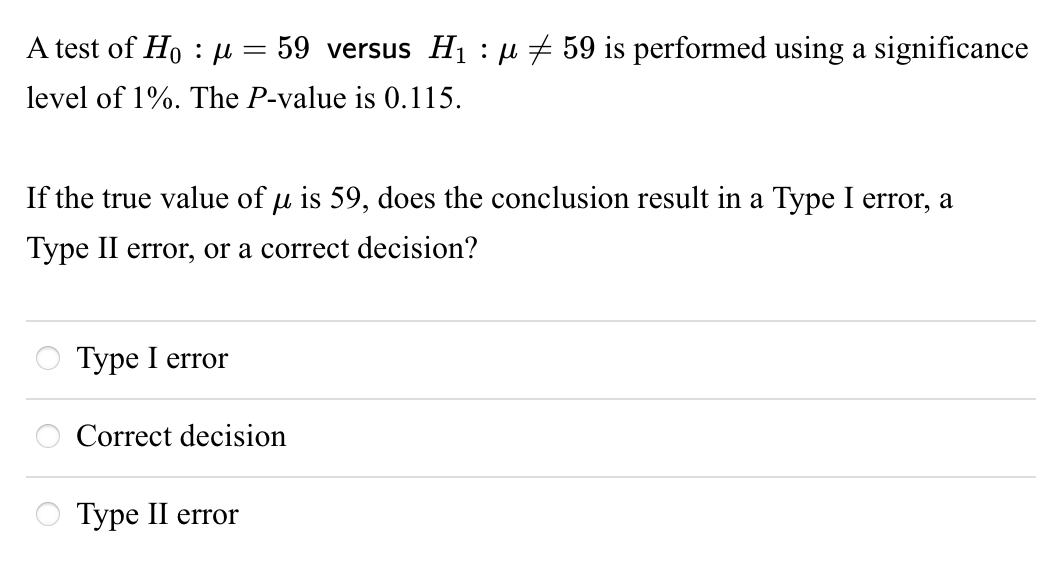 Solved A test of Ho : d = 59 versus Hų :# 59 is performed | Chegg.com