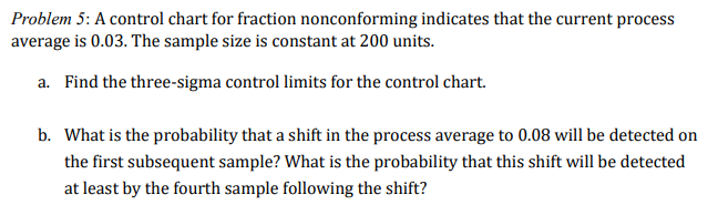 Solved Problem 5: A control chart for fraction nonconforming | Chegg.com