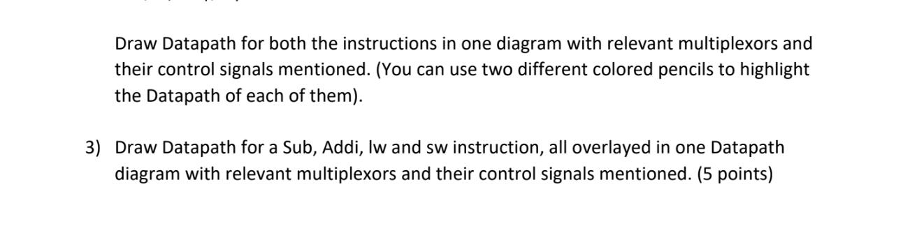 Solved Draw Datapath for both the instructions in one | Chegg.com
