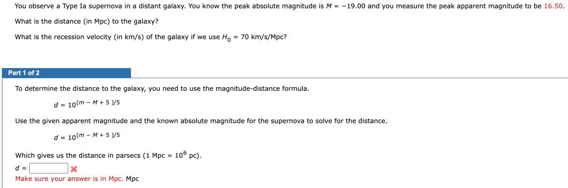 Solved You observe a Type la supernova in a distant galaxy. | Chegg.com
