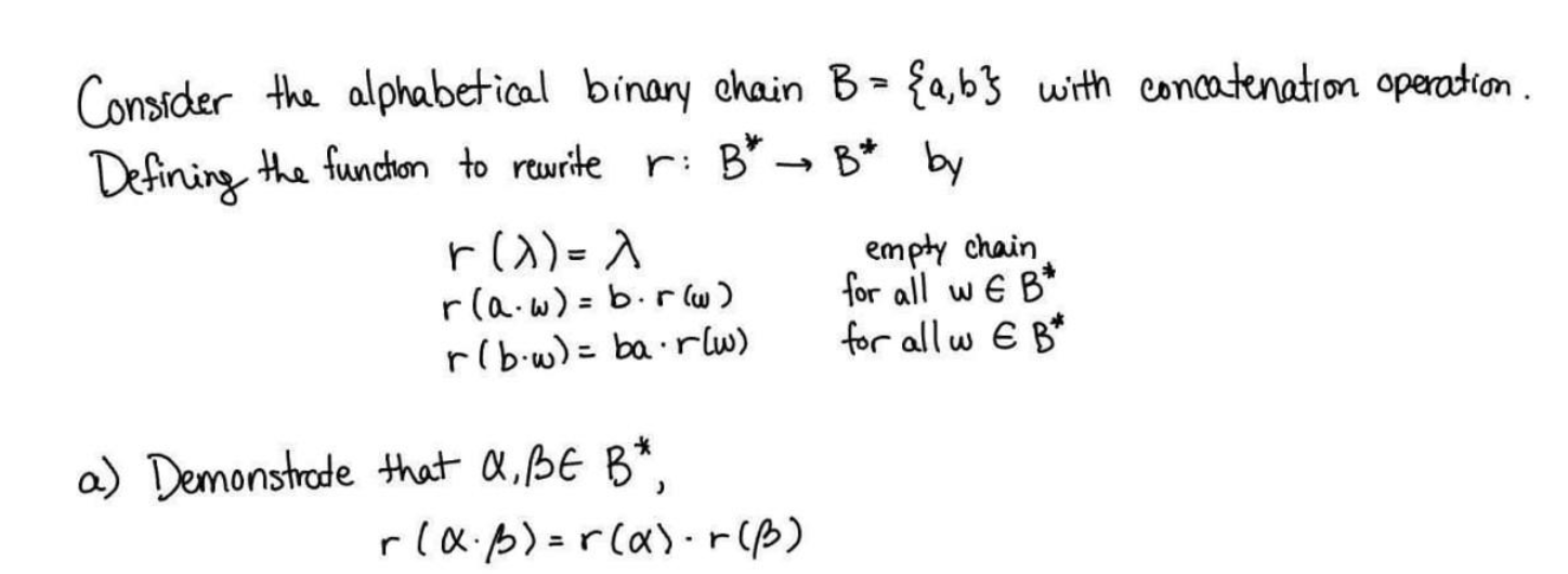 Consider the alphabetical binary chain B={a,b} with | Chegg.com