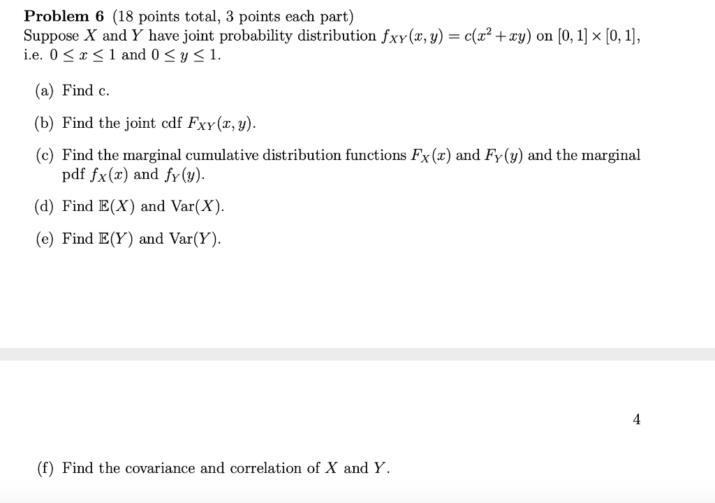 Solved Problem 6 (18 points total, 3 points each part) | Chegg.com