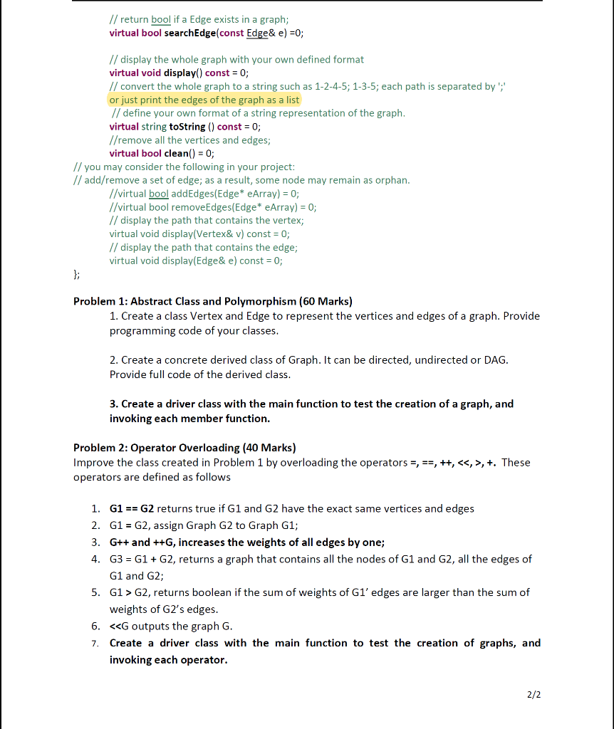 Solved Problem statement A Graph is formally define as G=(N, | Chegg.com