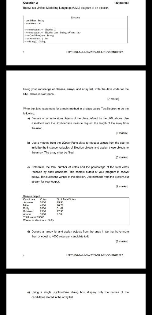 Solved Question 2 [30 marks] Below is a Unilied Modelling | Chegg.com