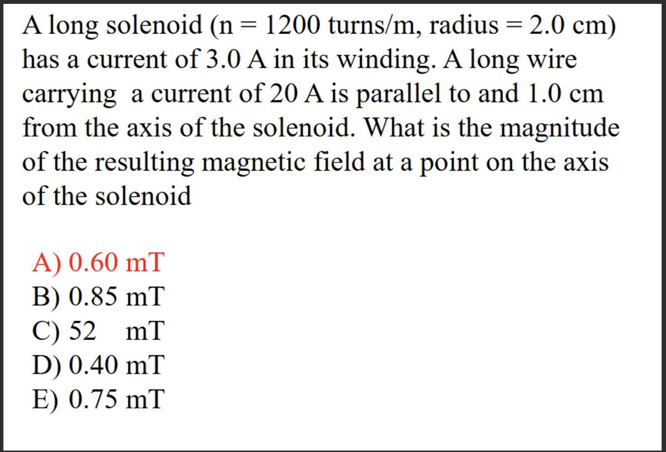 Solved A long solenoid \( (\mathrm{n}=1200 \) ﻿turns | Chegg.com