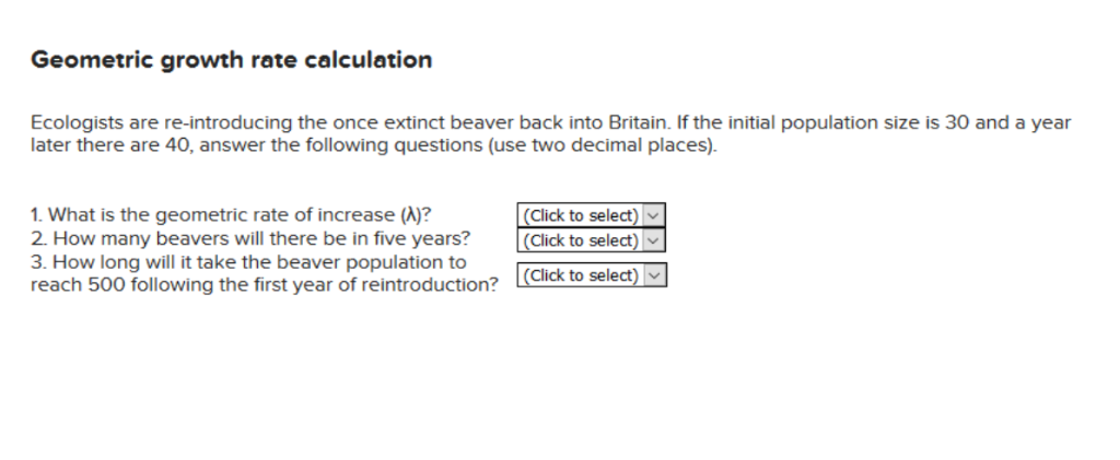 Solved Geometric growth rate calculation Ecologists are | Chegg.com