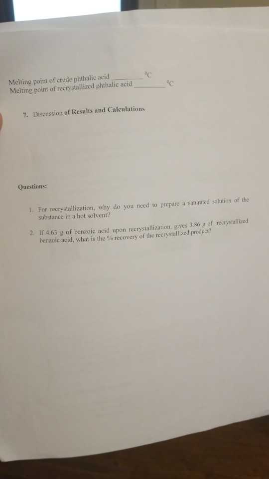 Solved Experiment 3 Crystallization and recrystallization | Chegg.com