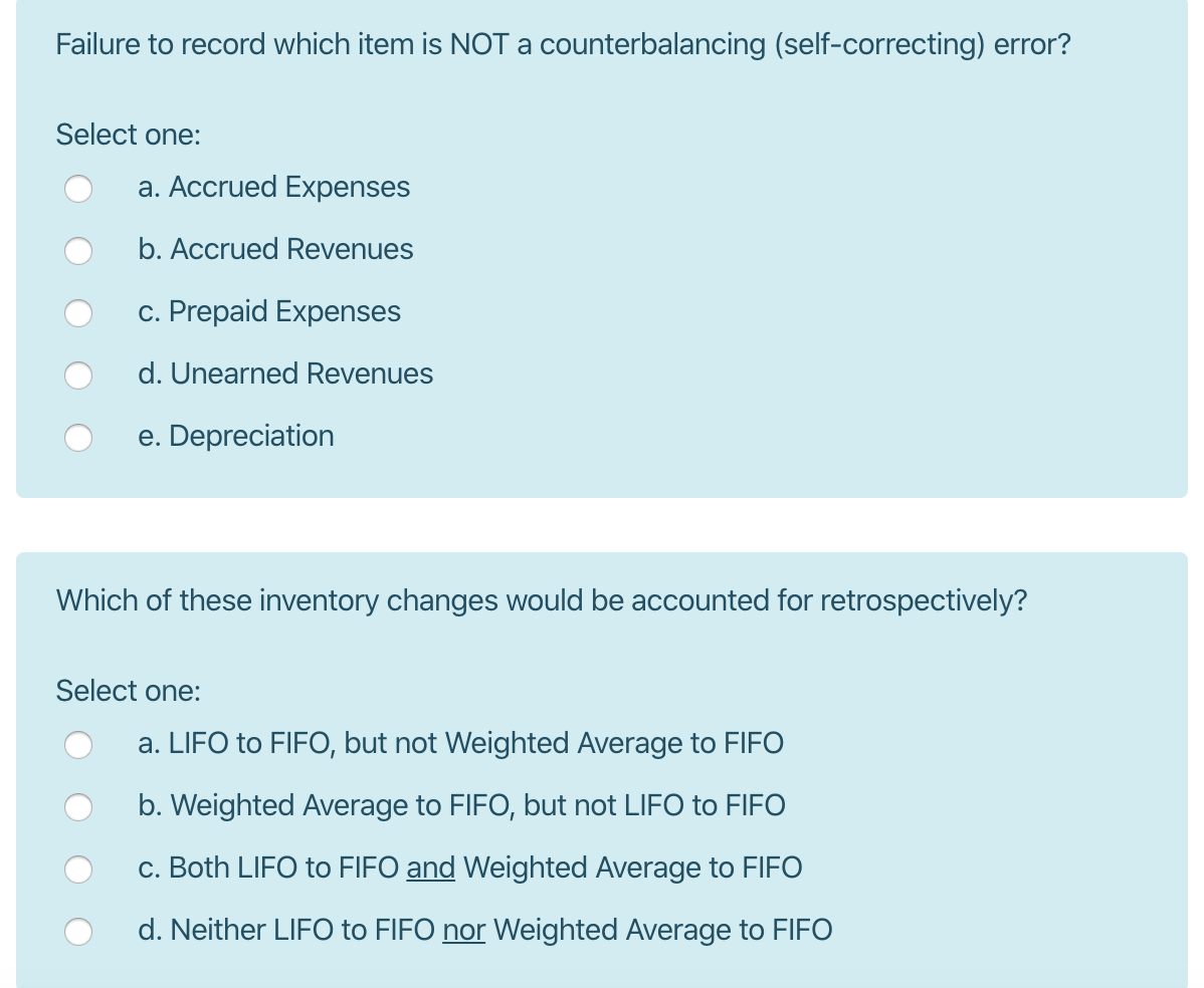 Recording Prior Period Adjustments will include: | Chegg.com