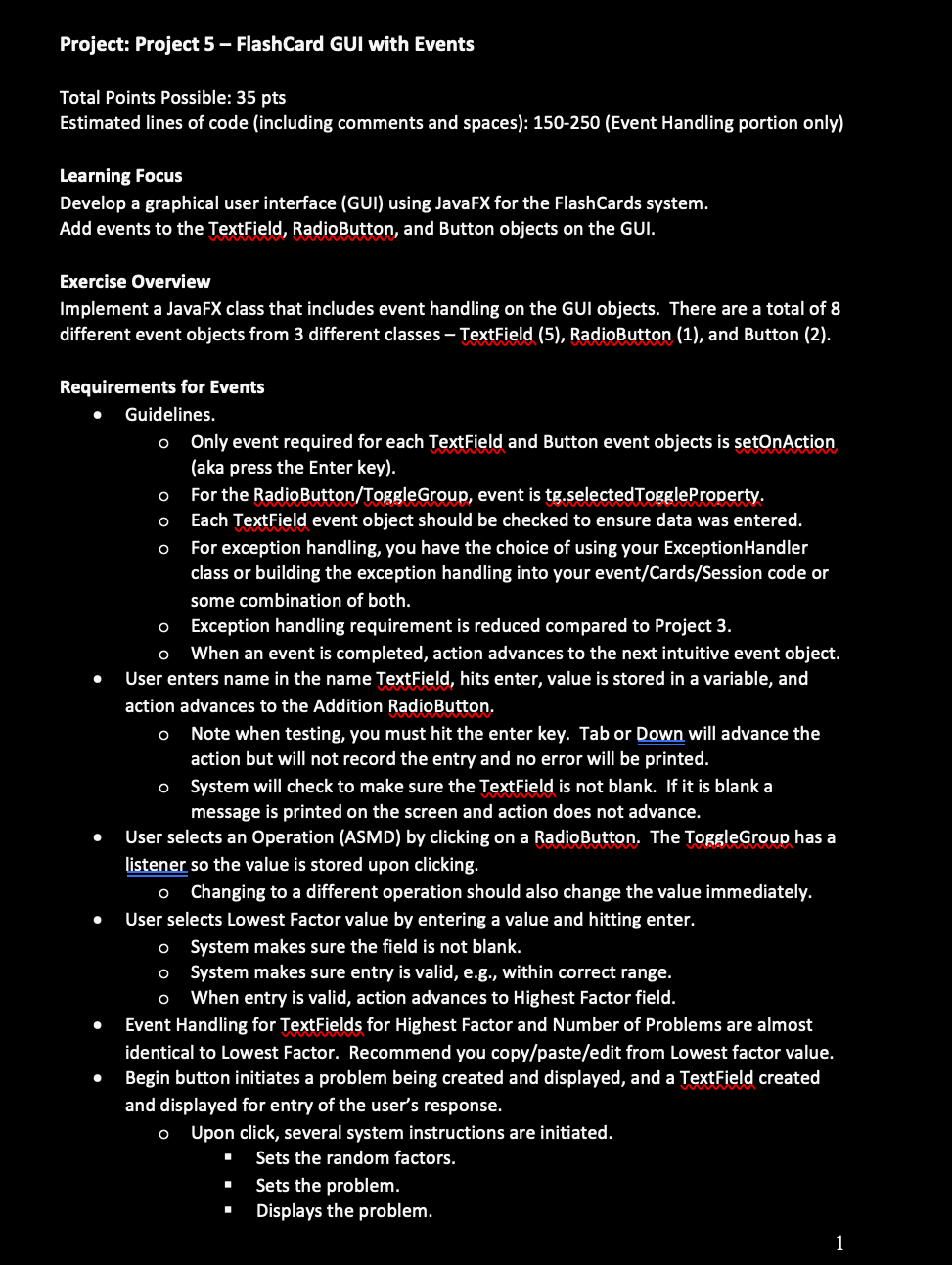 Solved Project: Project 5 - FlashCard GUI with Events Total | Chegg.com