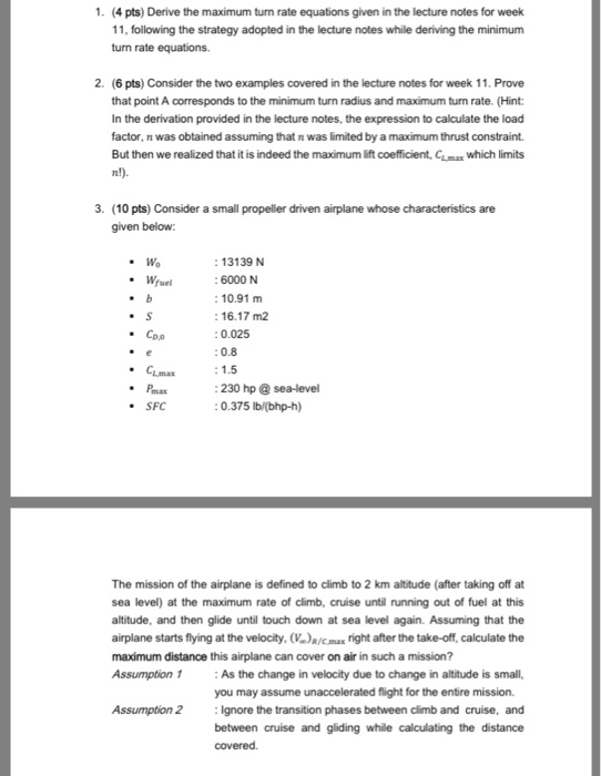 Solved 1. (4 pts) Derive the maximum turn rate equations | Chegg.com