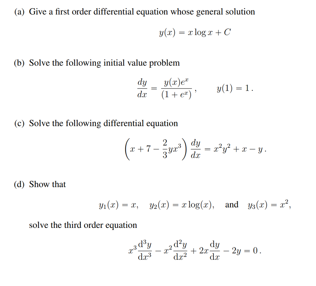 Solved (a) Give a first order differential equation whose | Chegg.com