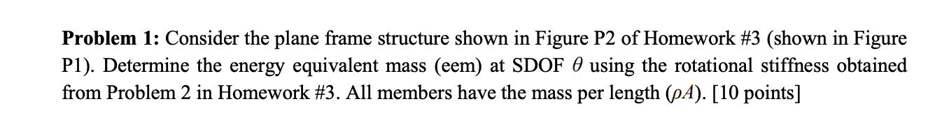 Solved Problem 1: Consider the plane frame structure shown | Chegg.com