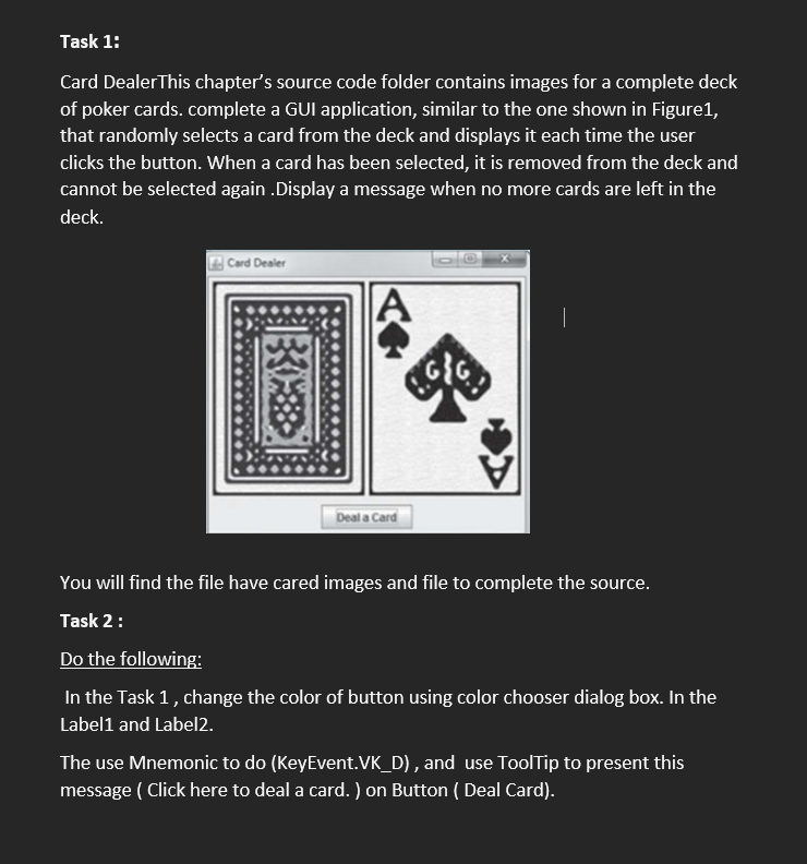 Solved Task 1: Card DealerThis chapter's source code folder | Chegg.com