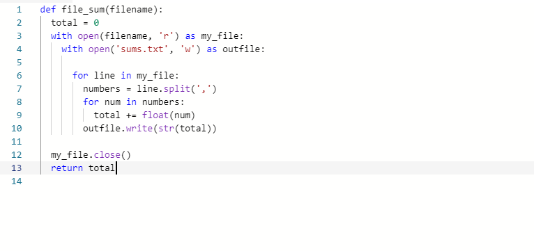  Solved Write Function Named Filesum Takes Parameter Name Text File 