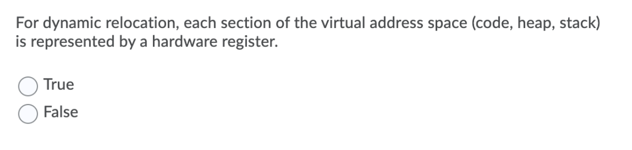 Solved For dynamic relocation, each section of the virtual | Chegg.com