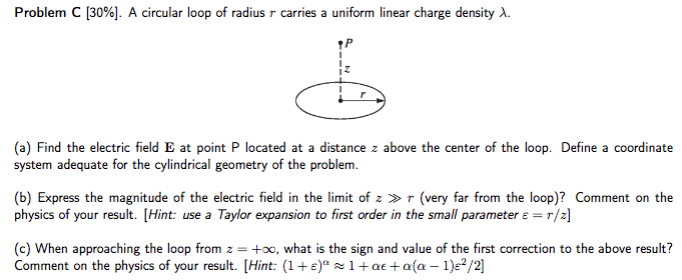 Solved Problem C [30%) A circular loop of radius r carries a | Chegg.com
