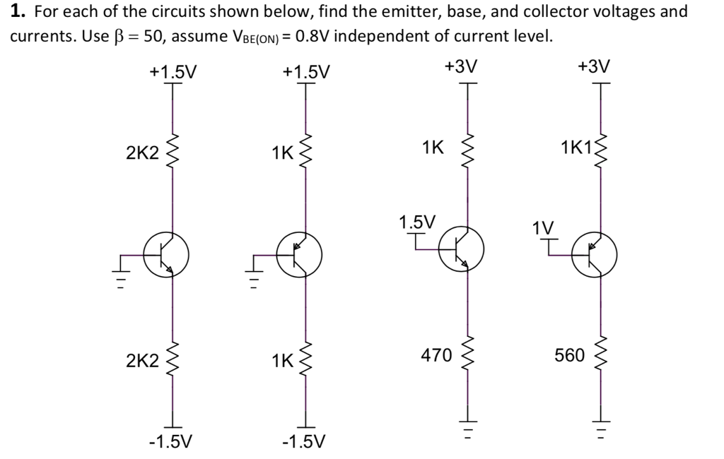Solved 1. For each of the circuits shown below, find the | Chegg.com