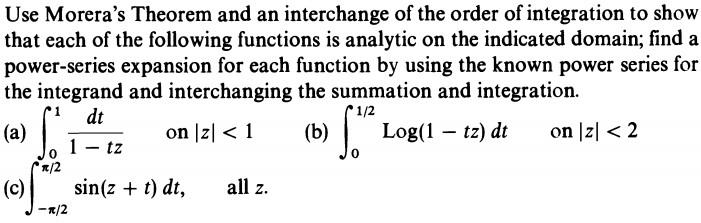 Solved Use Morera's Theorem and an interchange of the order | Chegg.com