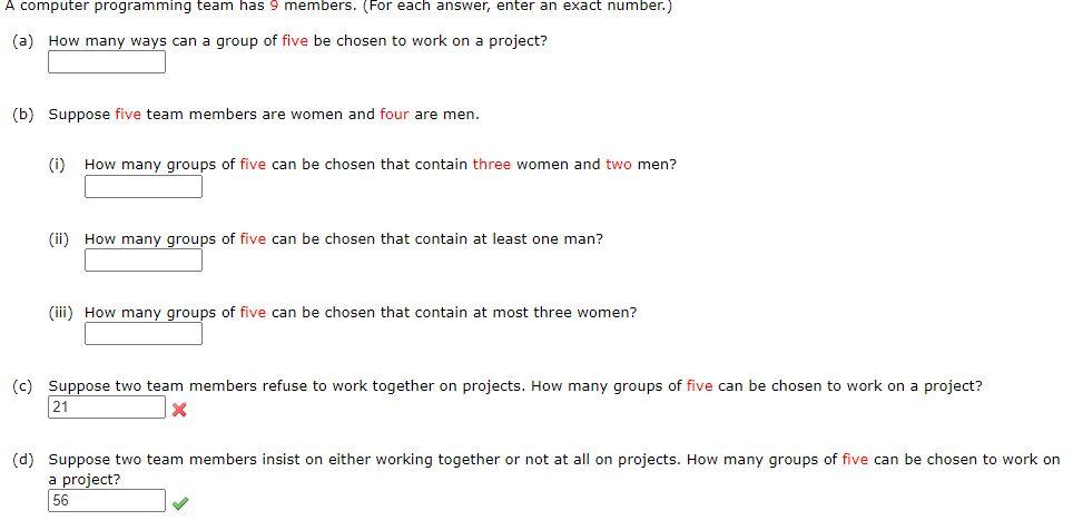 Solved A computer programming team has 9 members. (For each | Chegg.com