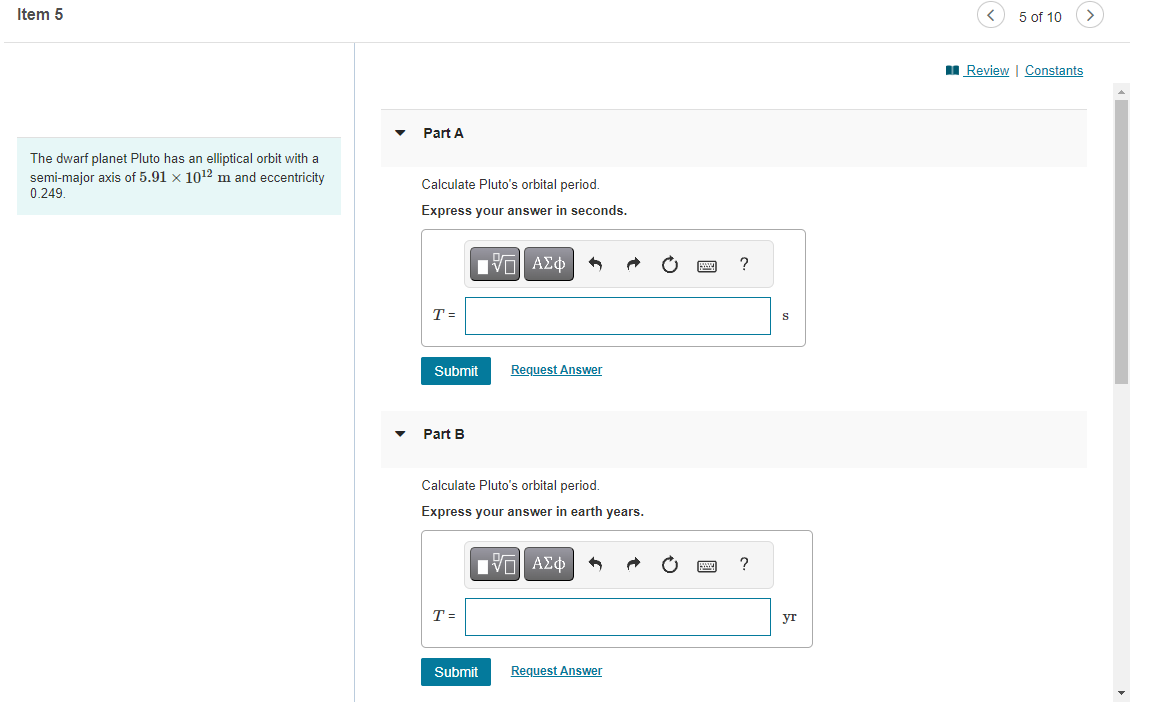 Solved The dwarf planet Pluto has an elliptical orbit with a | Chegg.com