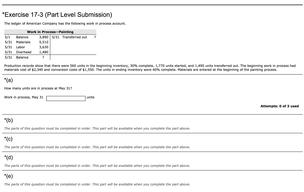 Solved "Exercise 17-3 (Part Level Submission) The ledger of | Chegg.com