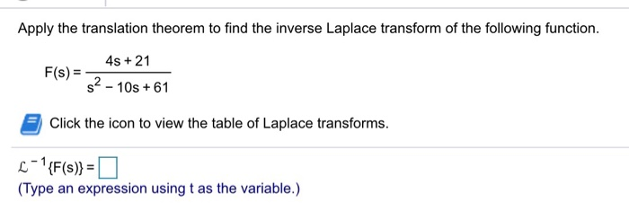 Solved Apply the translation theorem to find the inverse | Chegg.com