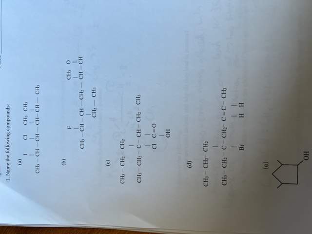 Solved 1. Name the following compounds: (b) | Chegg.com