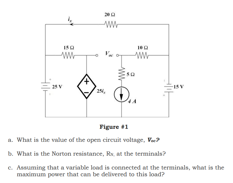 Solved Figure #1 a. What is the value of the open circuit | Chegg.com
