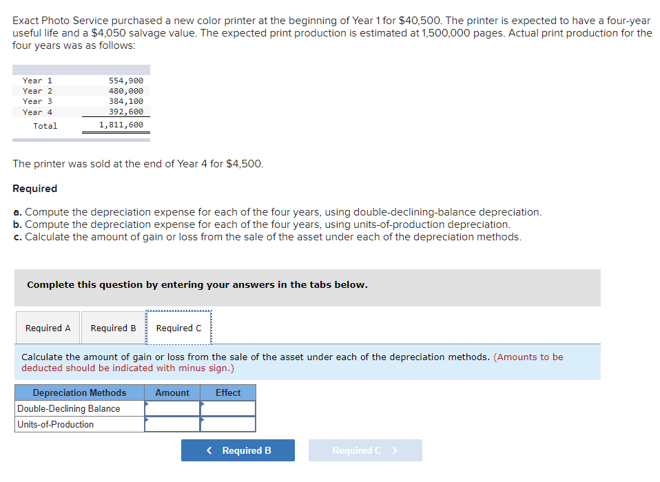 Solved Exact Photo Service purchased a new color printer at | Chegg.com