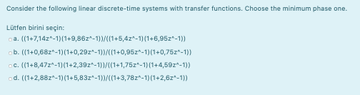 Solved Consider the following linear discrete-time systems | Chegg.com