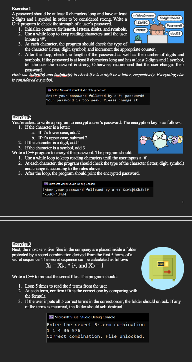 Solved 000 Exercise 1 A password should be at least 8 | Chegg.com