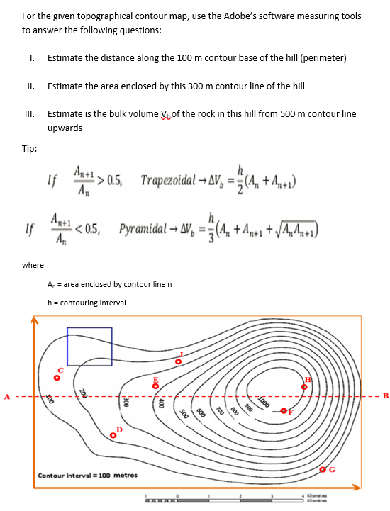 Solved For the given topographical contour map, use the | Chegg.com