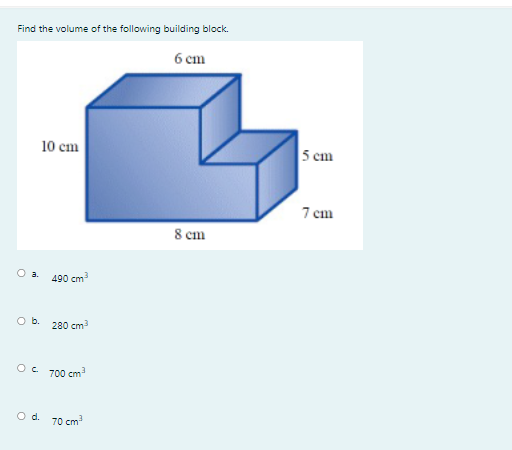 Solved Find the volume of the following building block. 6 cm | Chegg.com