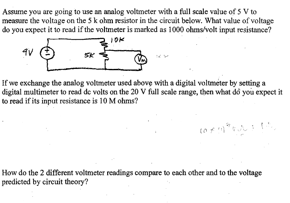 Solved Assume you are going to use an analog voltmeter with | Chegg.com