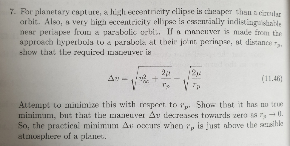 7. For planetary capture, a high eccentricity ellipse | Chegg.com