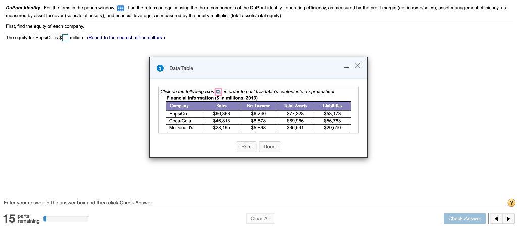 Solved DuPont Identity. For the firms in the popup window, | Chegg.com