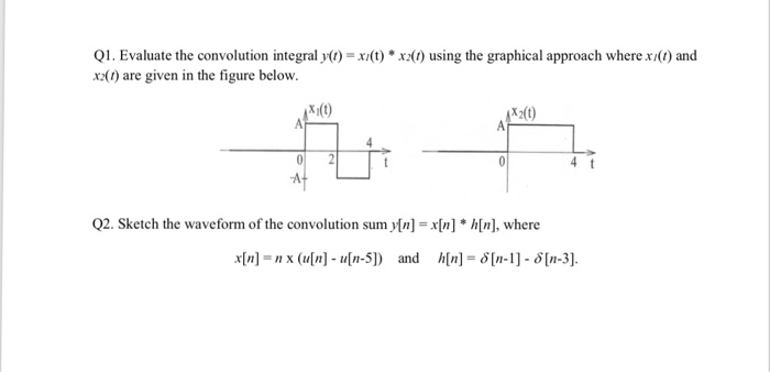 Solved Q1. Evaluate the convolution integral y) x(t) *x2() | Chegg.com