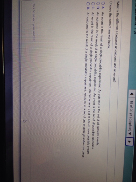 Solved What is the difference between an outcome and an | Chegg.com